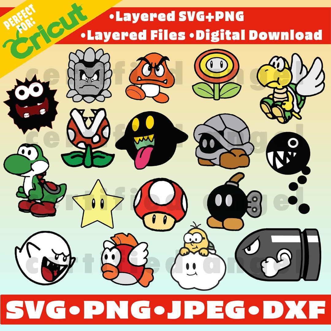 Super Mario Outline Svg Bundle Instant Download Bundle Mario - Etsy UK