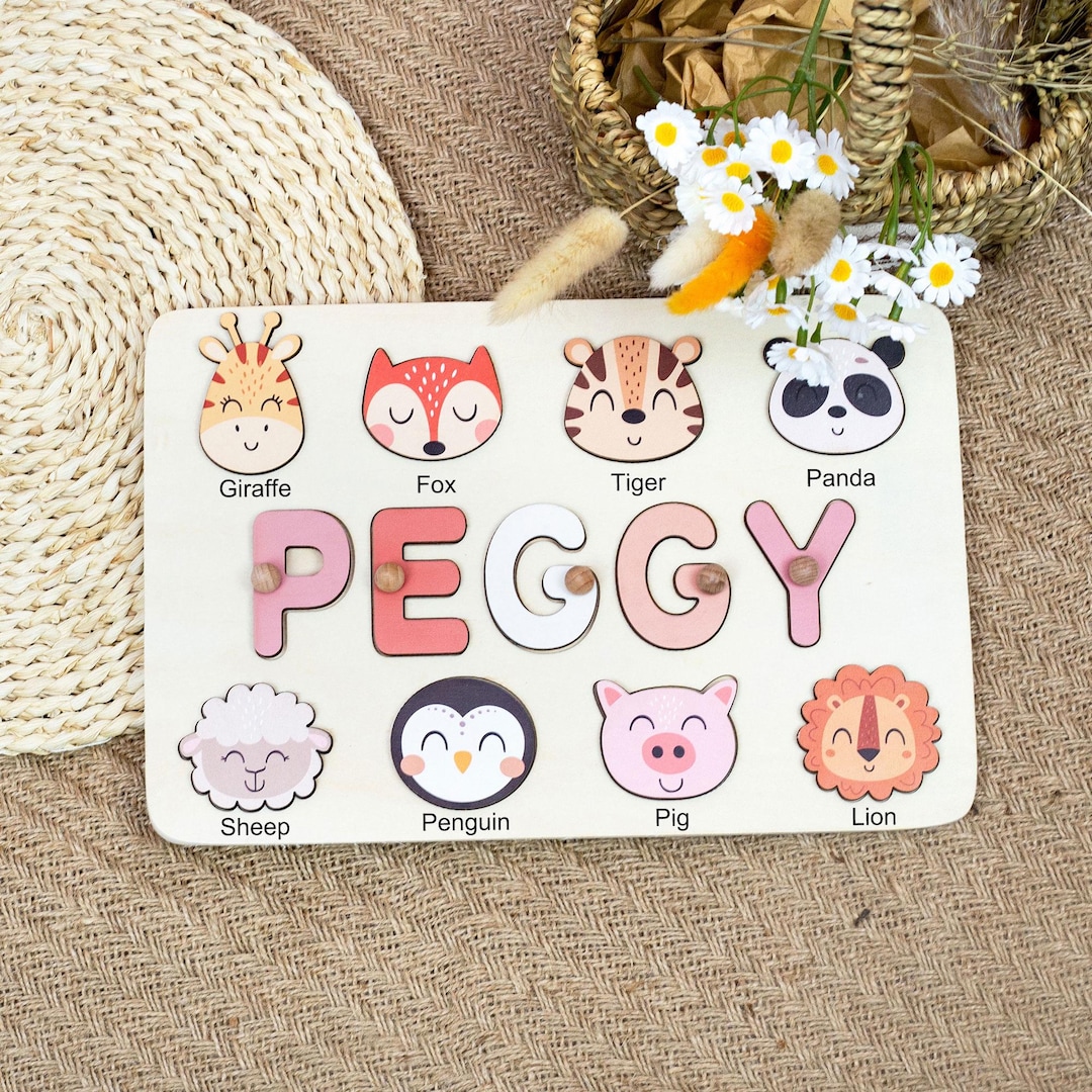 Personalized Animal Name Puzzle | Wooden Toys | Nursery Decoration ...