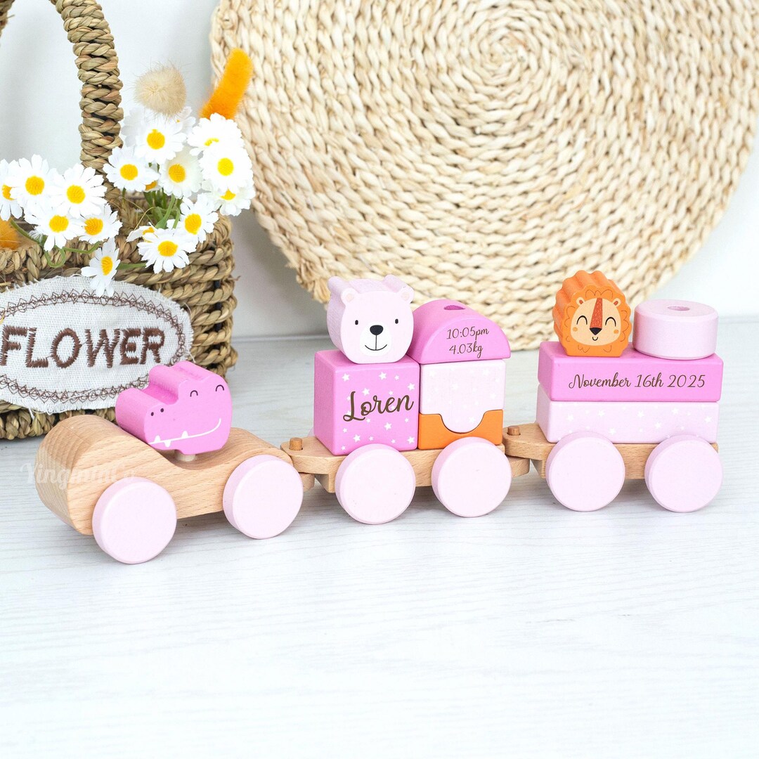 Personalized Train-toy Train With Name-baptism Boy Gift-1st Birthday ...