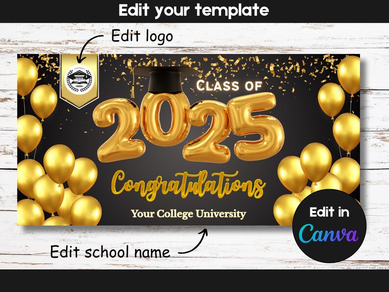 Editable Graduation Banner Template for Vinyl Printing, Celebration ...