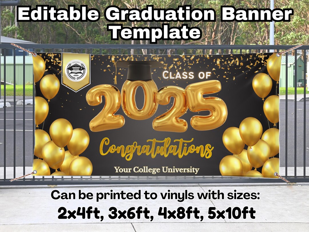 Editable Graduation Banner Template for Vinyl Printing, Celebration ...