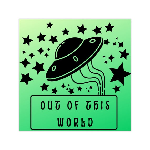 UFO Square Vinyl Stickers green - Etsy