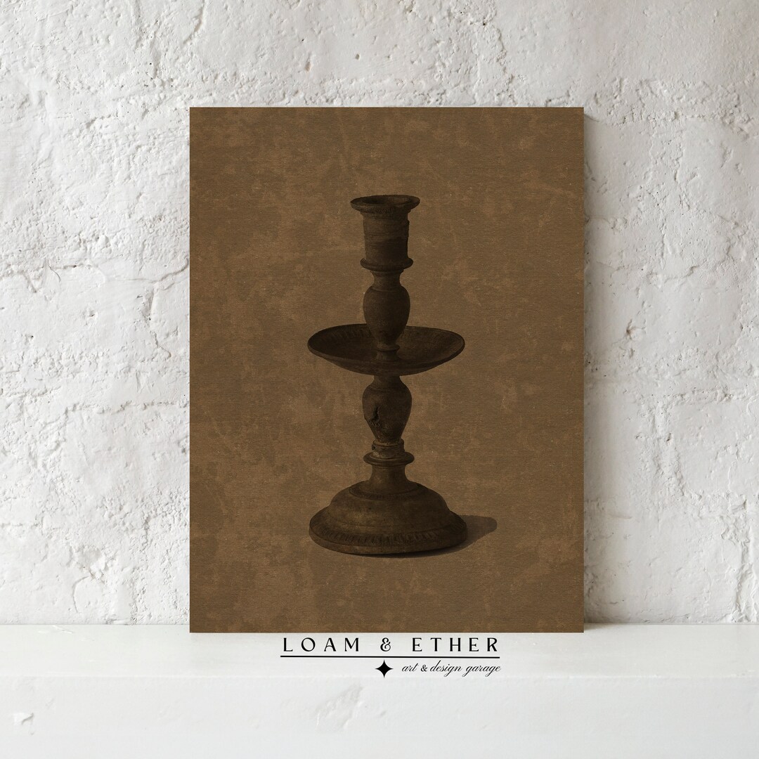 Candle Stand Art Work. Farmhouse Vintage Print. Antique Object Print ...