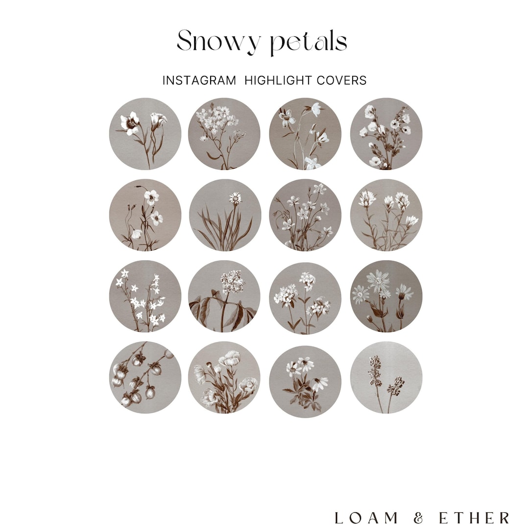 Minimal White Instagram Highlights. Floral Highlight Covers. Beige ...