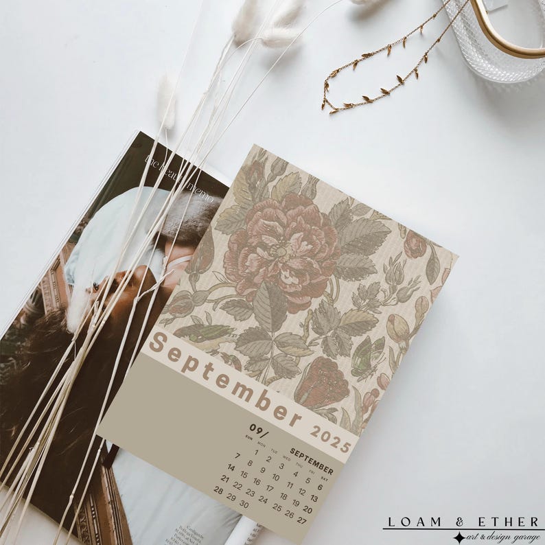 Printable Calendar 2025. Floral Calendar 2025. Pastel Aesthetic Calendar. Scrapbook Printable ...