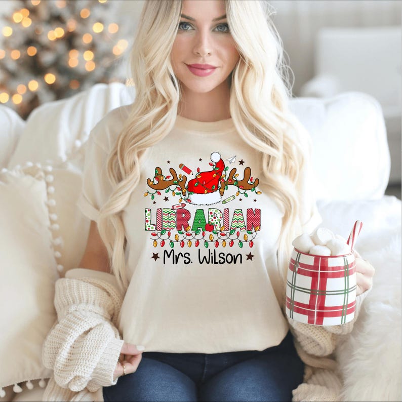 School Staff Christmas Shirt, Custom Christmas Teacher, Personalized ...