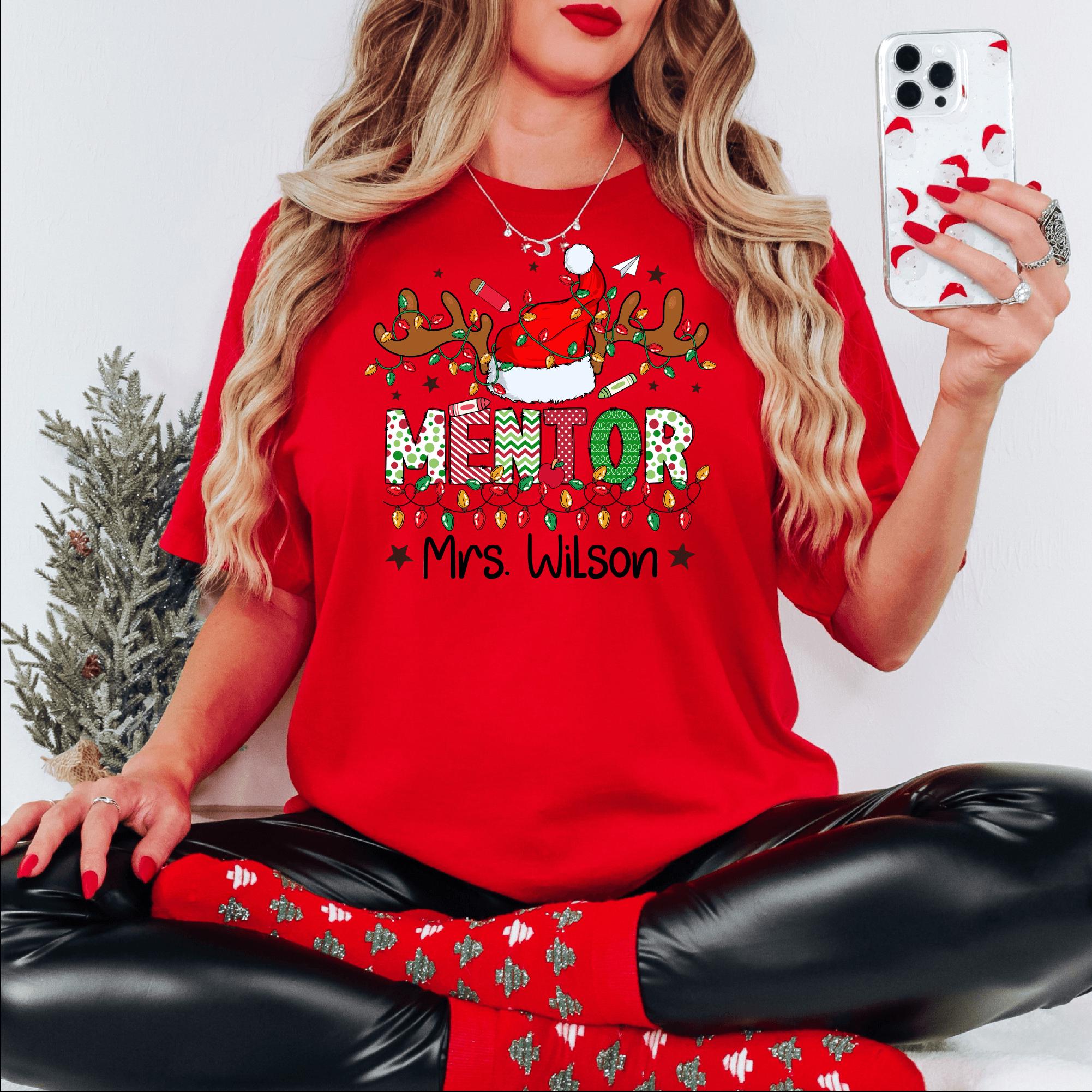 School Staff Christmas Shirt, Custom Christmas Teacher, Personalized ...