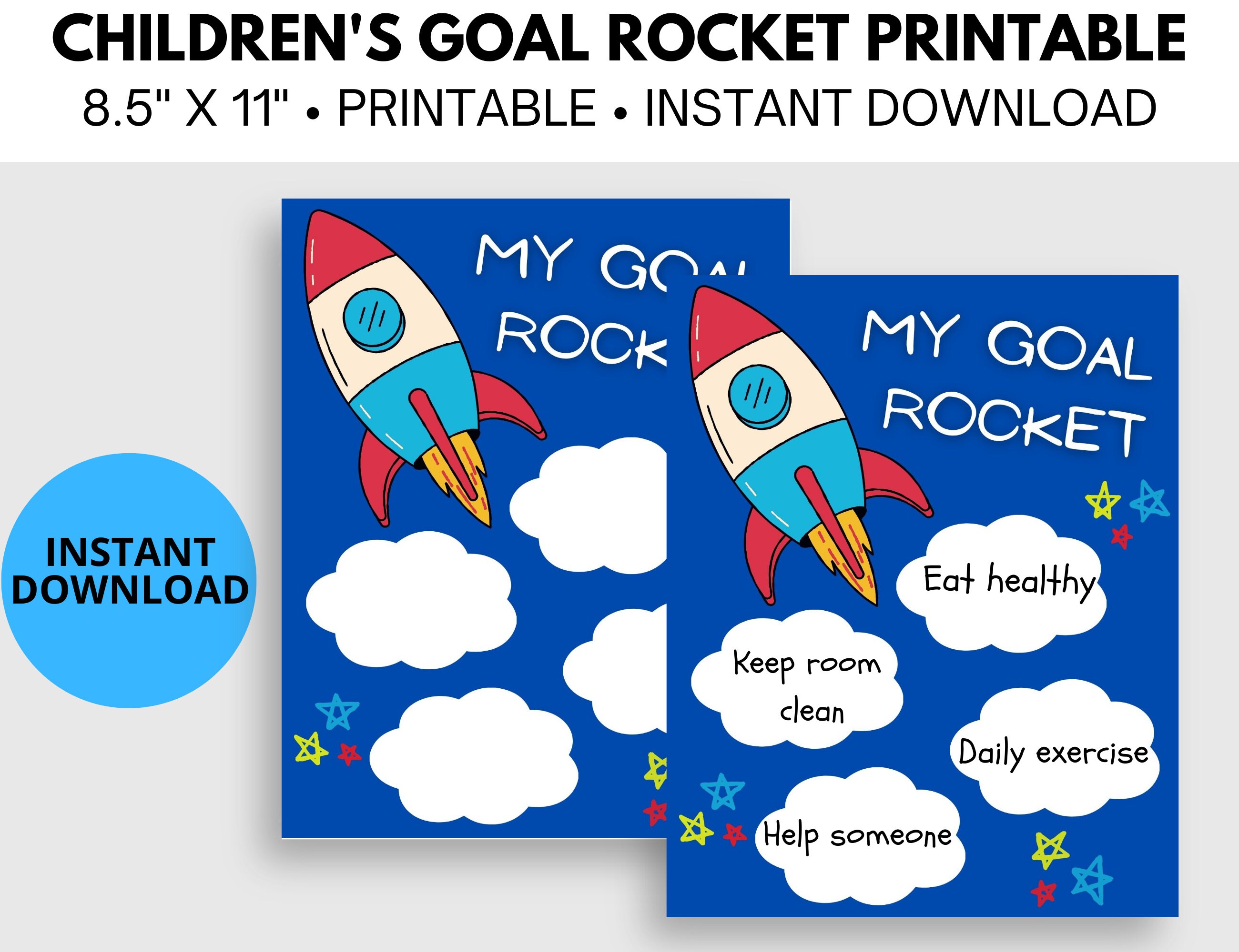Children's Goal Rocket Printable - Etsy