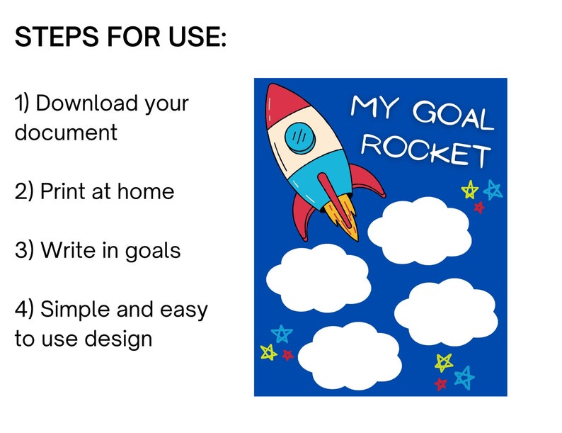 Children's Goal Rocket Printable - Etsy
