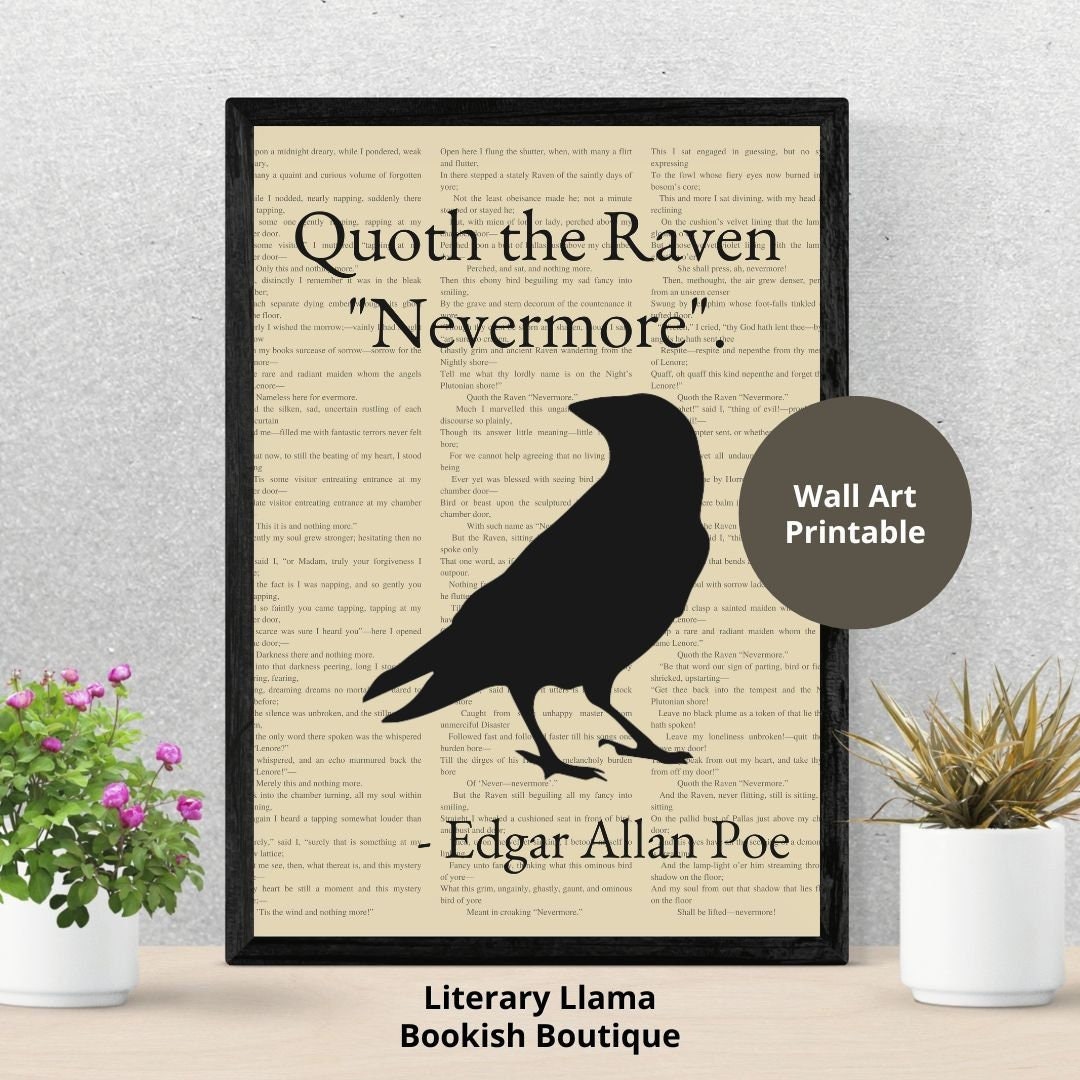 The Raven Wall Art Print, Edgar Allan Poe, the Raven, Wall Art, Edgar ...