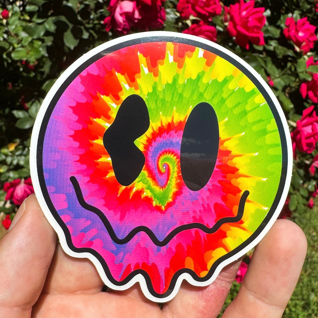 Tie Dye Sticker | Smiley Face Sticker | Sticker for Water Bottle ...