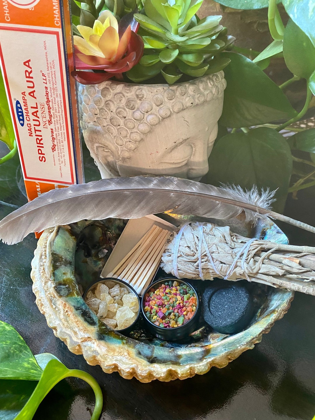 Abalone Smudging Kit for Purification and Harmony, Cleanse and Elevate ...