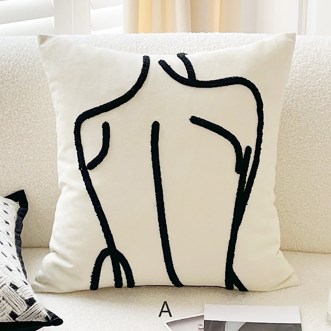 Modern Body Line Art Pillows Stick Figure Pillowcases Cotton - Etsy