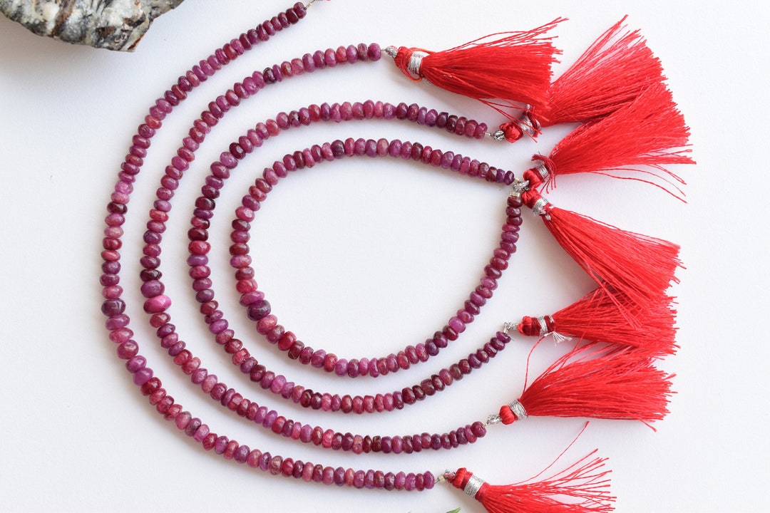 8 Inches Natural Ruby Smooth Rondelle Beads Natural Gemstone Center ...