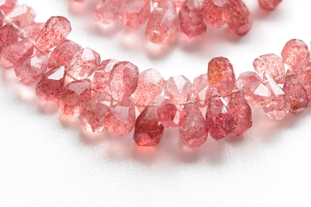Strawberry Quartz Faceted Tumble Drops Natural Gemstone Beads 12x7 to ...