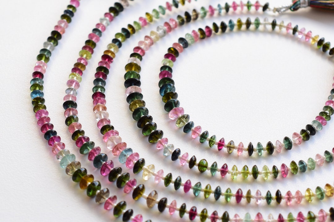 8 Inches Multi Tourmaline German Cut Rondelle Beads Natural Gemstone ...