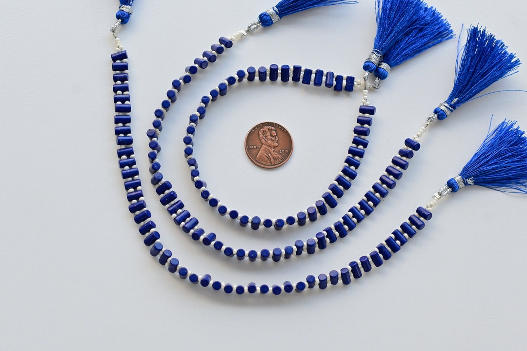8 Inches Synthetic Royal Blue Stone Smooth Cylinder Beads Gemstone ...