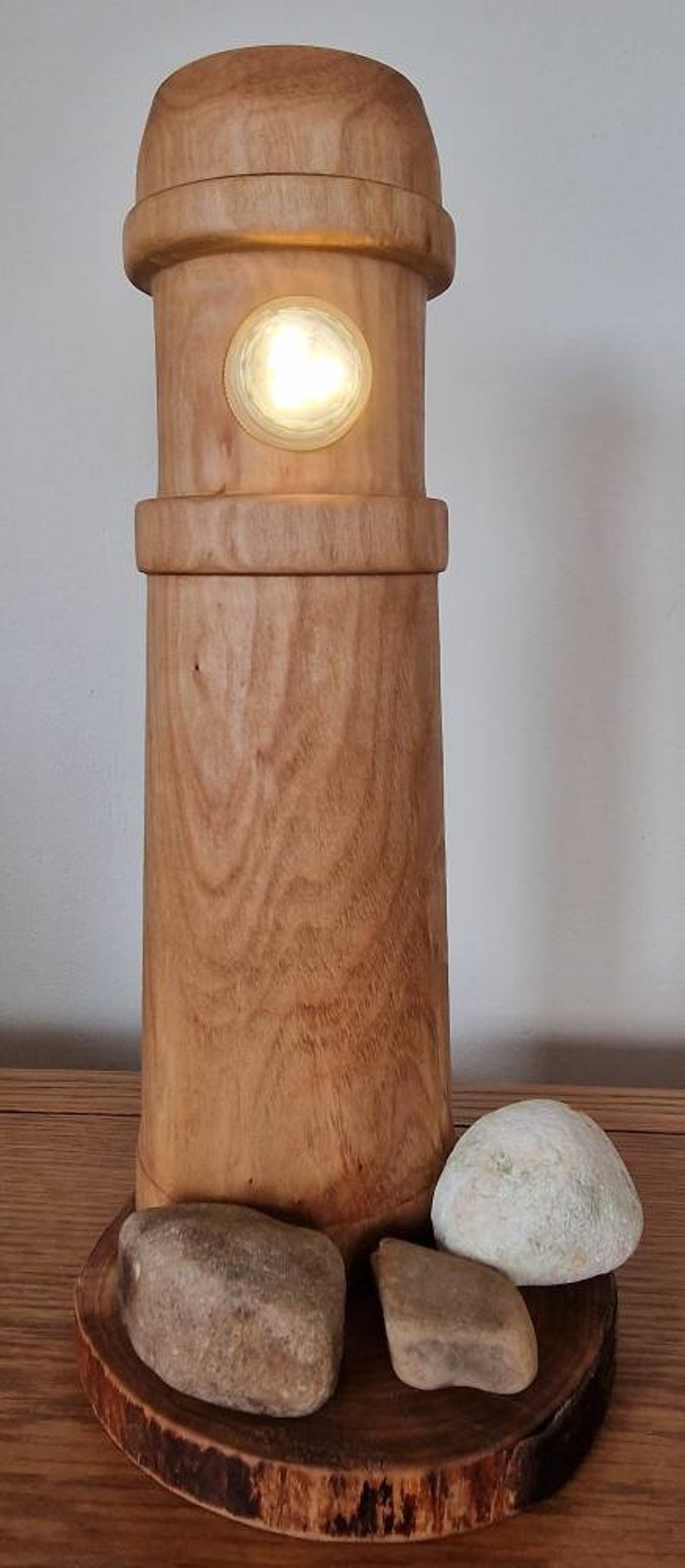 A Unique, Hand Turned, Wooden Lighthouse With Battery Operated Led ...