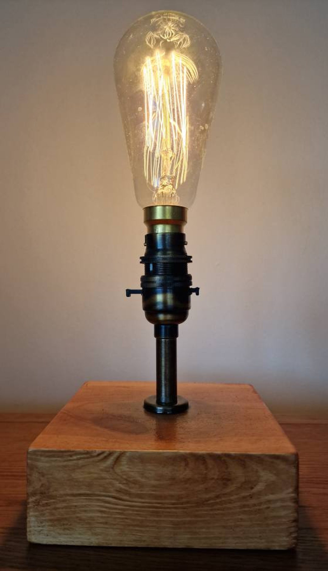 Unique, Lamp Base, Antique Brass Fitting and Retro Edison Bulb - Etsy
