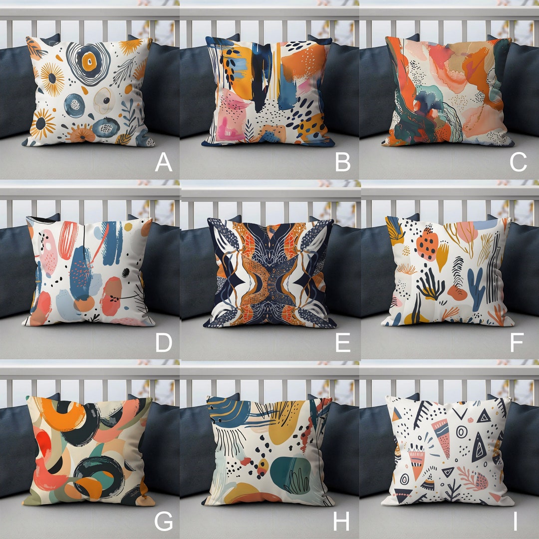 Modern Abstract Pillow, Minimalist Drawings Cushion Cover, Vintage Boho ...