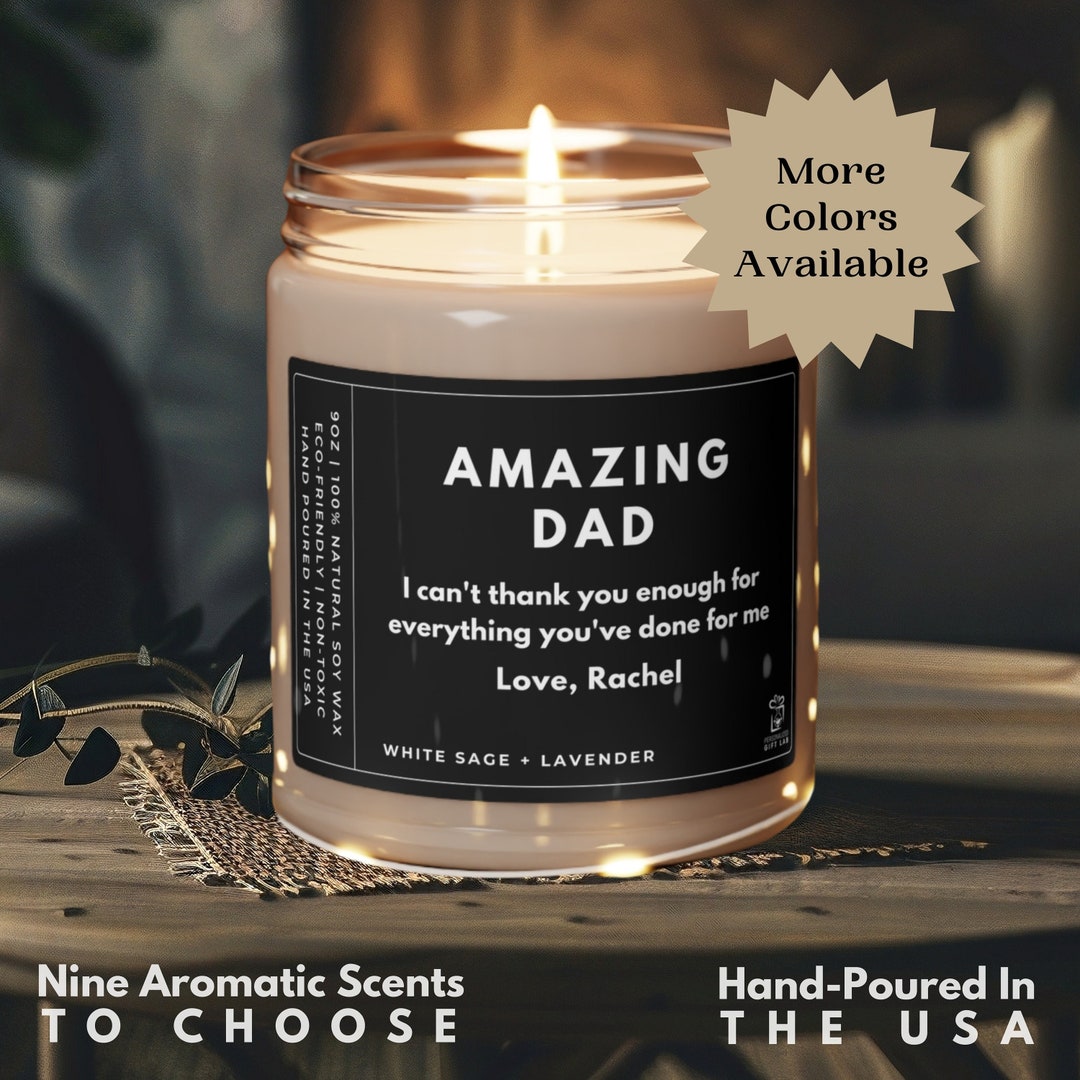 Personalized Fathers Day Gift Thank You Candle Gifts for Dad Candle for ...