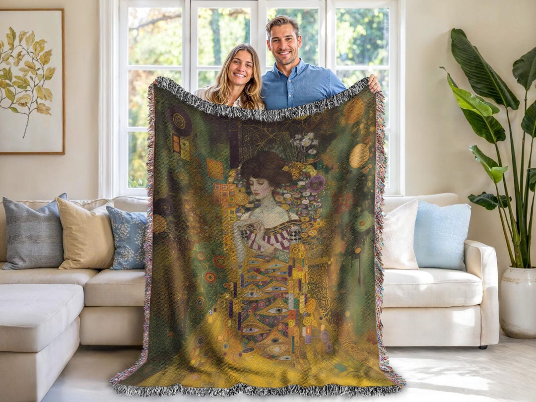 Gustav Klimt Woven Blanket Art Nouveau Tapestry Throw Klimt Lady ...