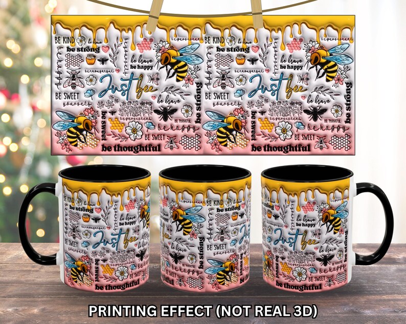 3D Positive Affirmations Inflated Mug, 3D Puff Bumblebee Inspirational ...