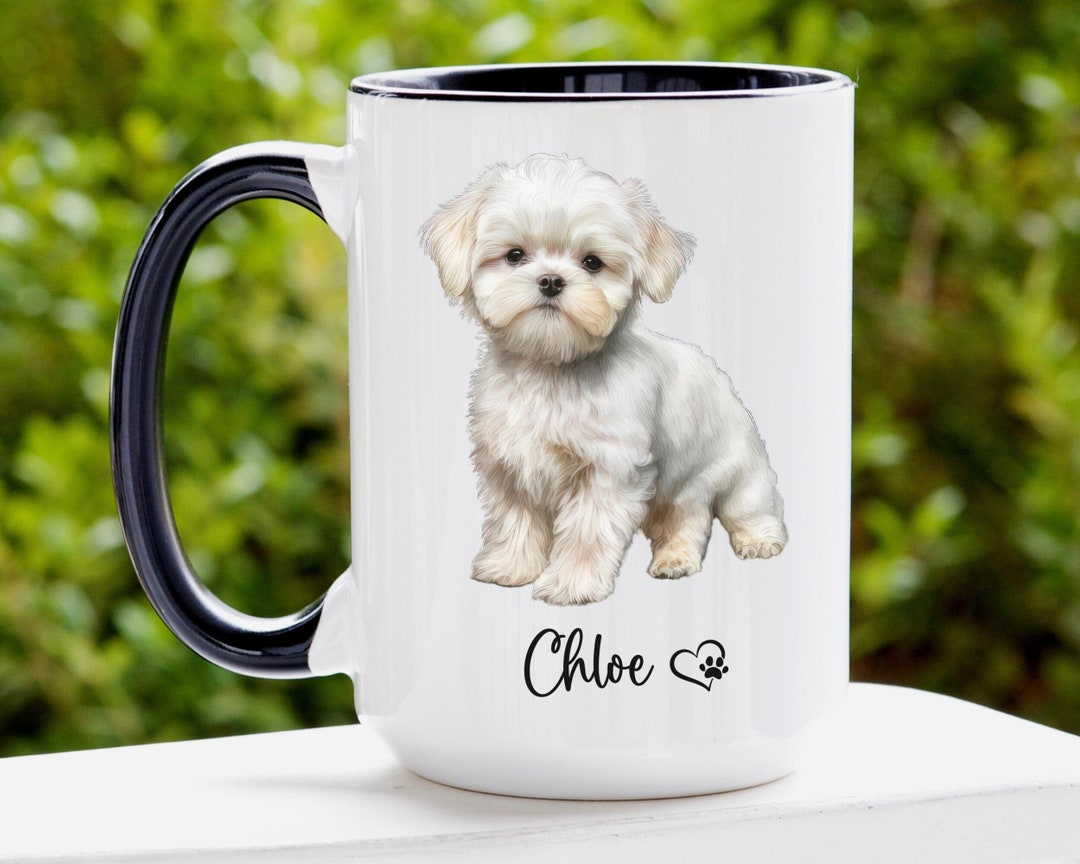 Custom Coffee Mugs Dogs, Custom Maltese Portrait Mug, Personalized Dog ...