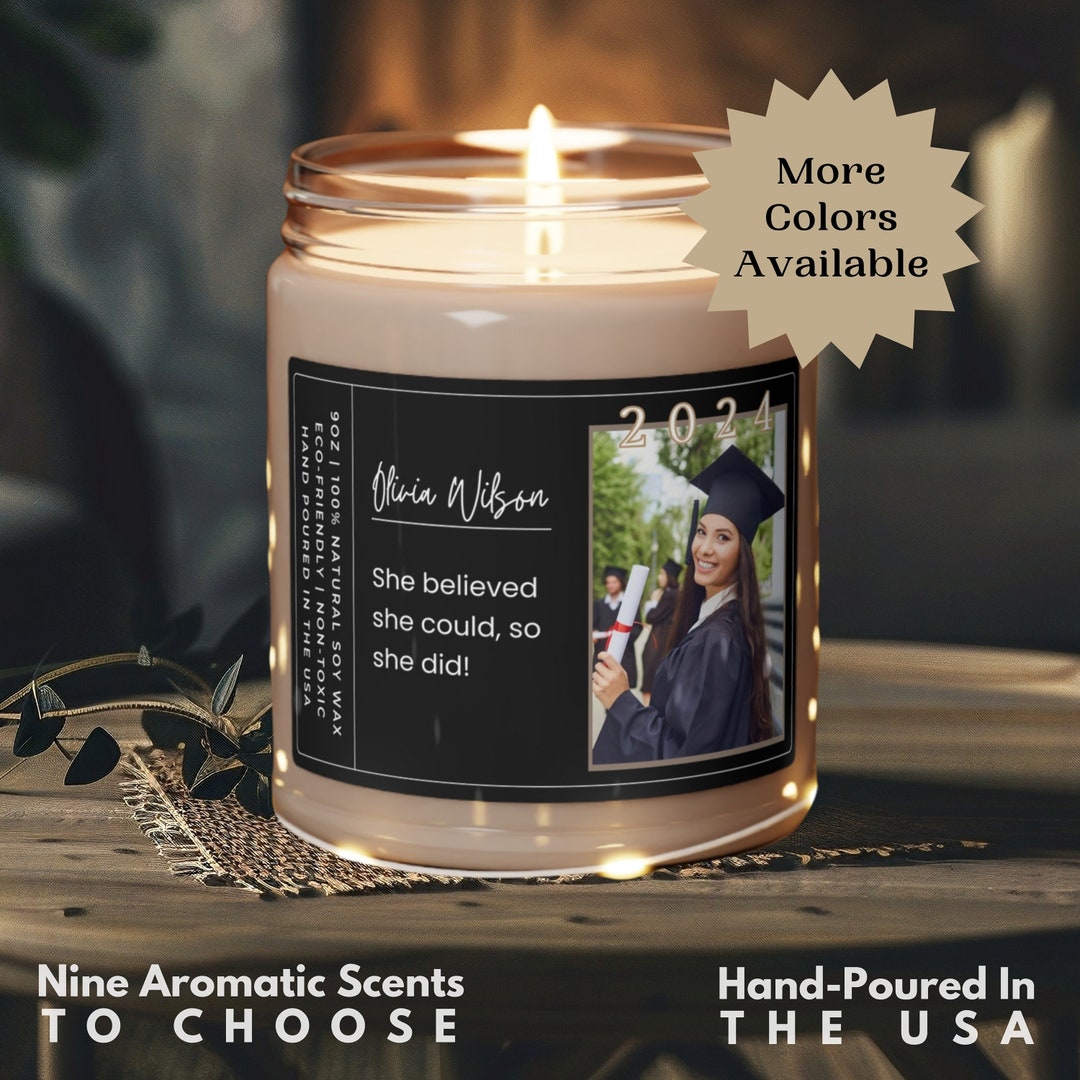 Personalized Photo Graduation Gift, University Grad Candle, Masters ...