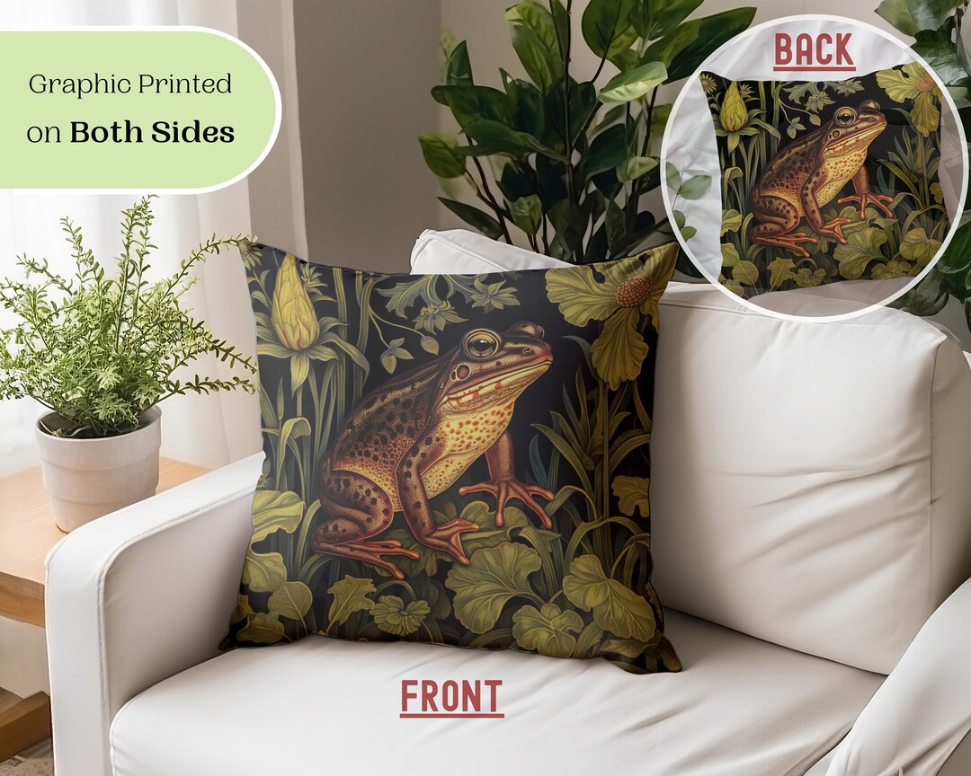 Forest Frog Decor Pillow, William Morris Inspired, Unique Woodland ...
