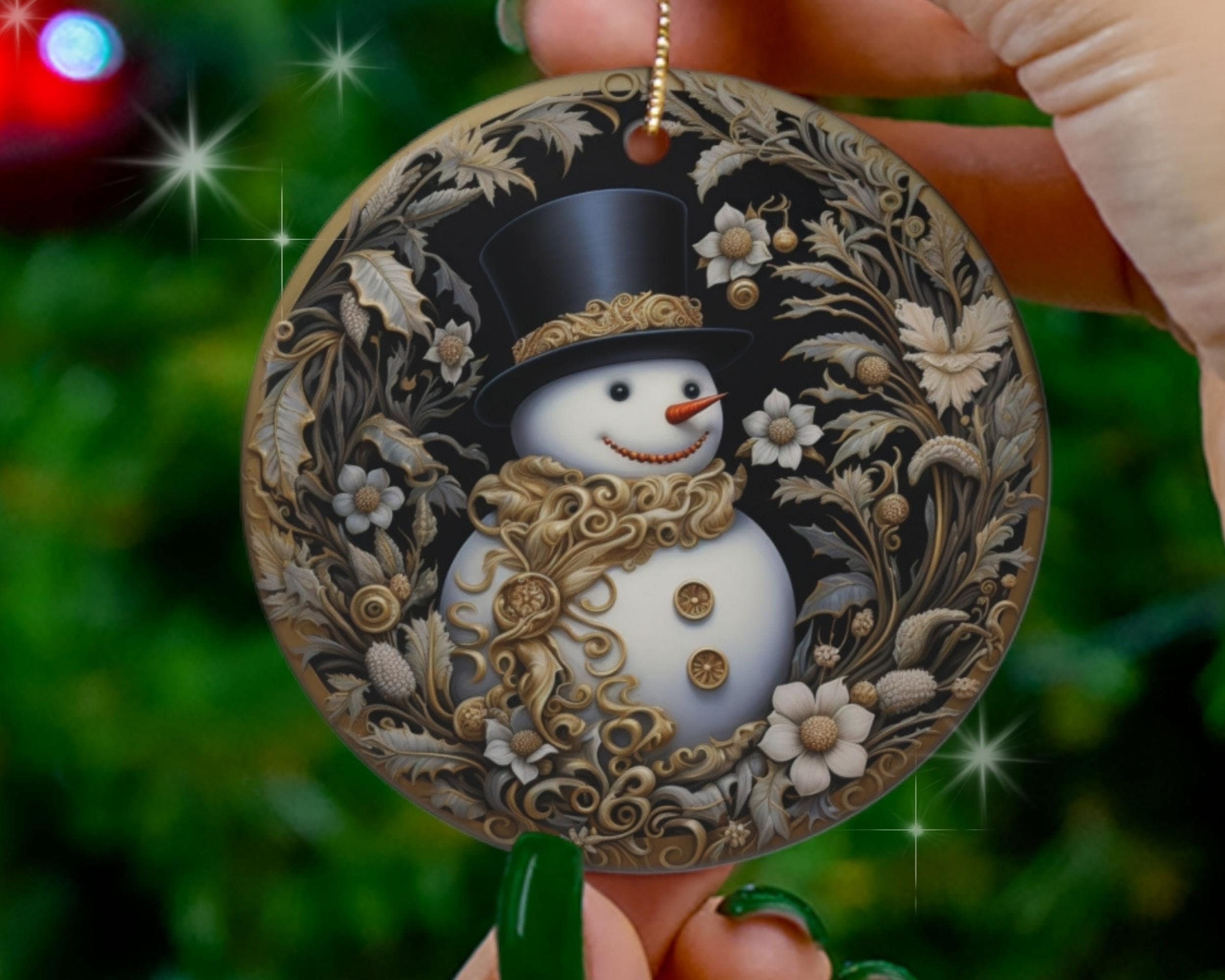 3D Gold Snowman Ornament Christmas Snowman Ornament - Etsy
