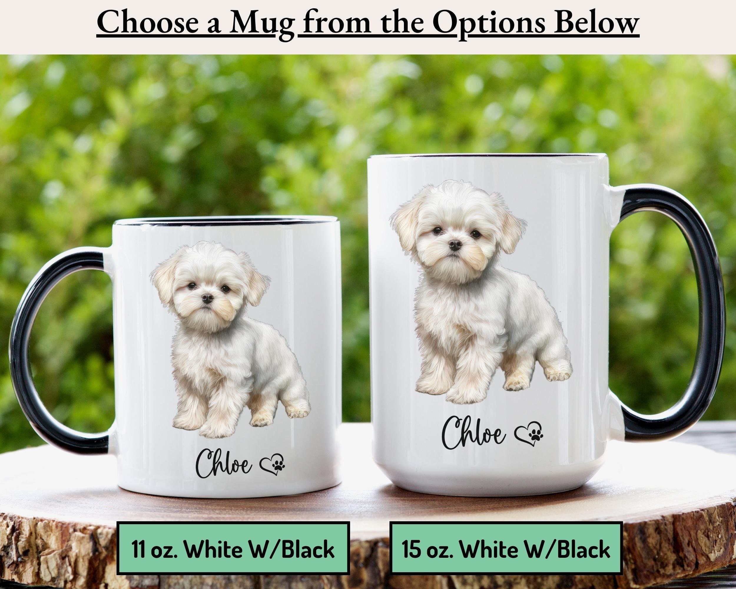 Custom Coffee Mugs Dogs, Custom Maltese Portrait Mug, Personalized Dog ...