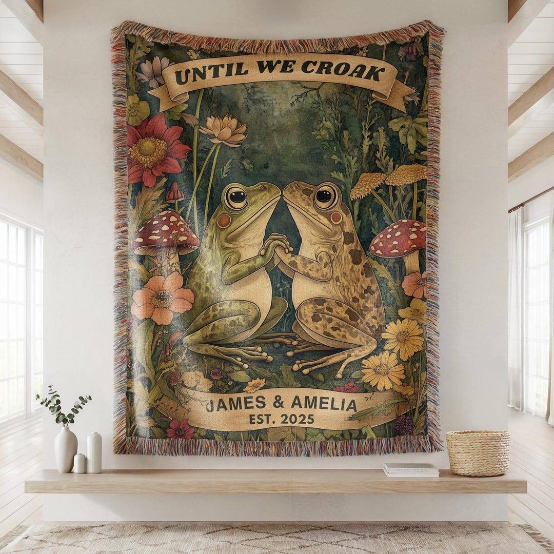 William Morris Frog Couple Blanket Romantic Botanical Tapestry Custom ...