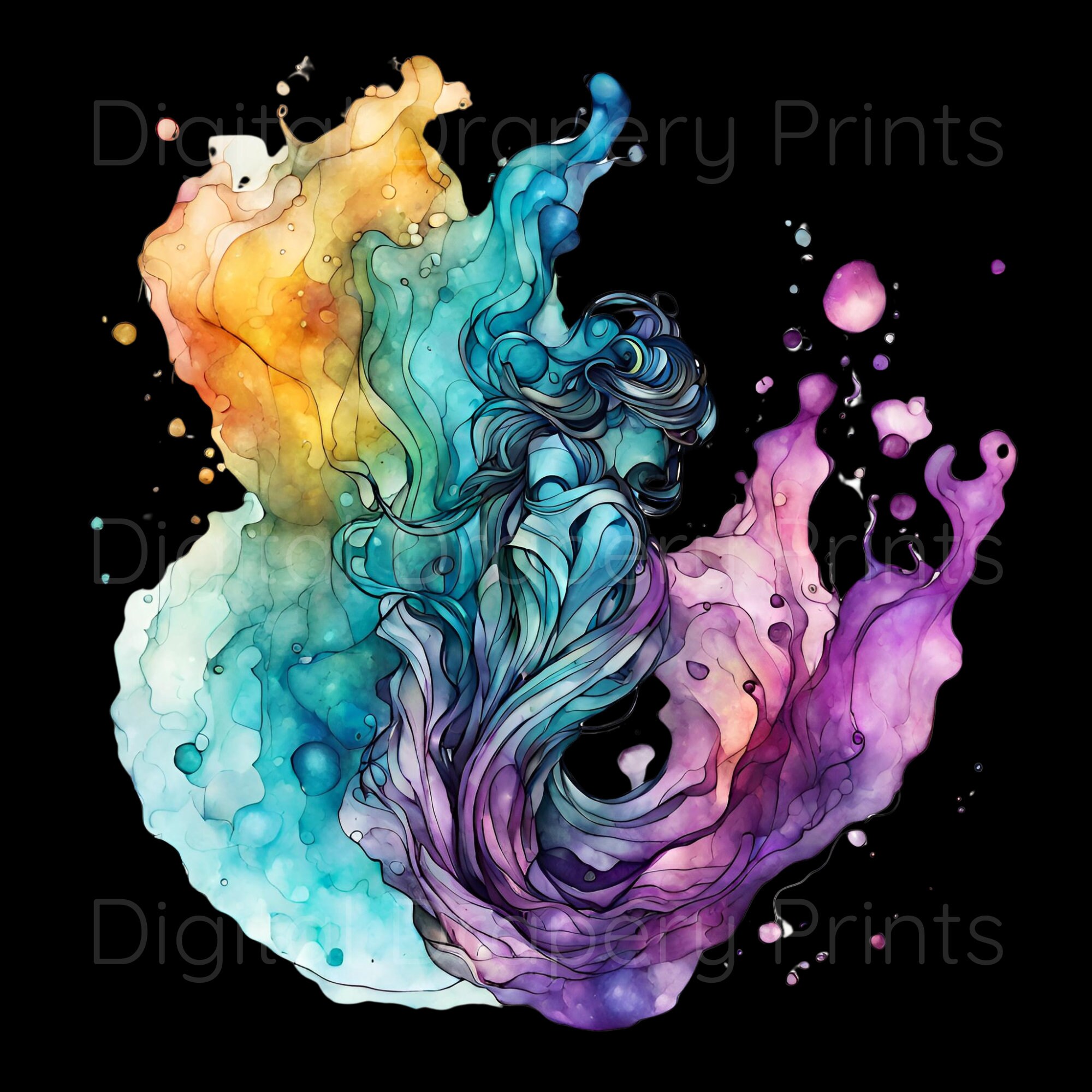 Vibrant Rainbow Splash Printable Abstract Digital Wall Art Colorful ...