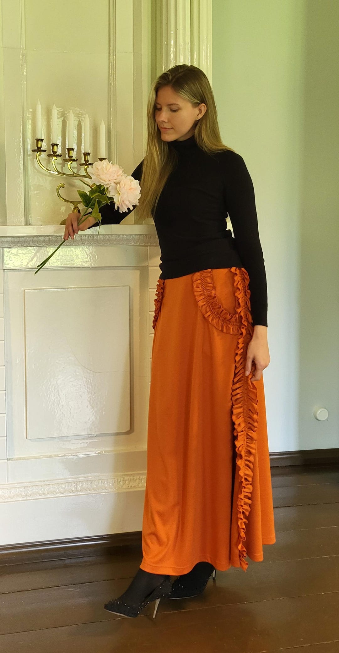Rust Maxi Skirt for Tall Women: Estonian Design Summer Clothing - Etsy