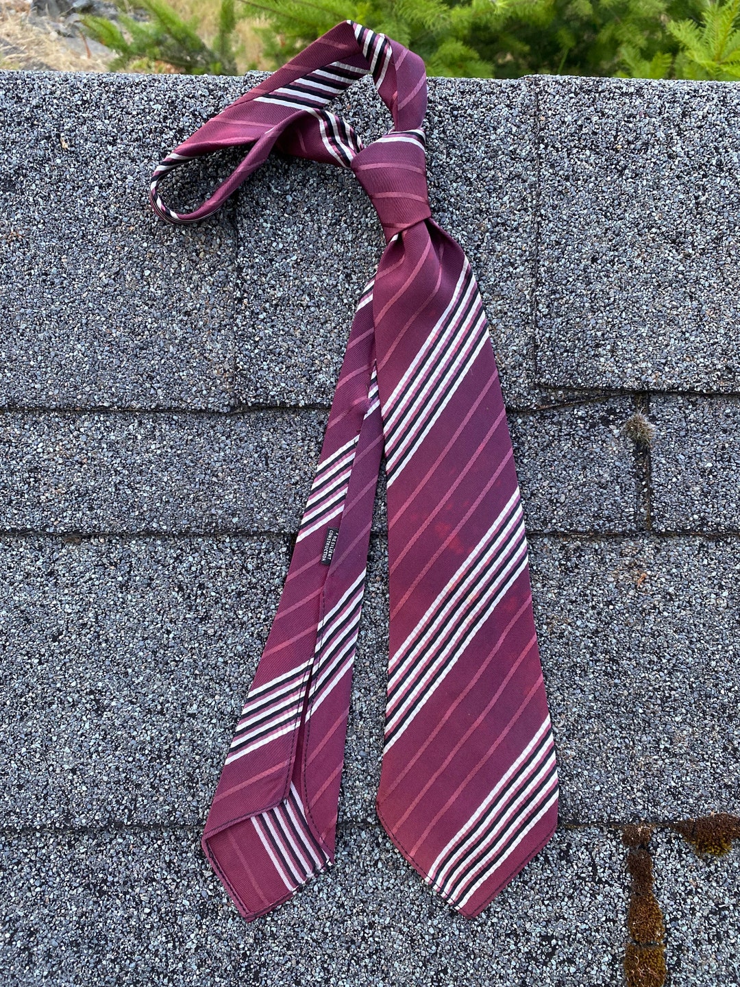 1930s Red Striped Tie / Art Deco Victorian Fashion / Untipped Resilient ...