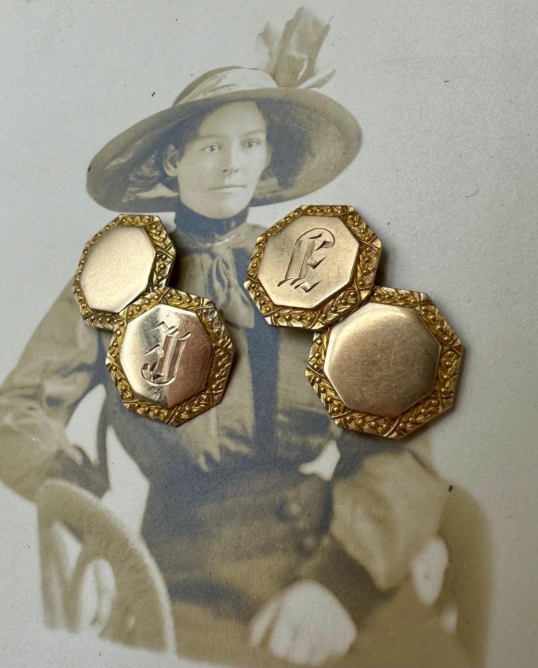 Antique Edwardian 10K Gold Cuff-links / 1900s Victorian ~ Edwardian ...