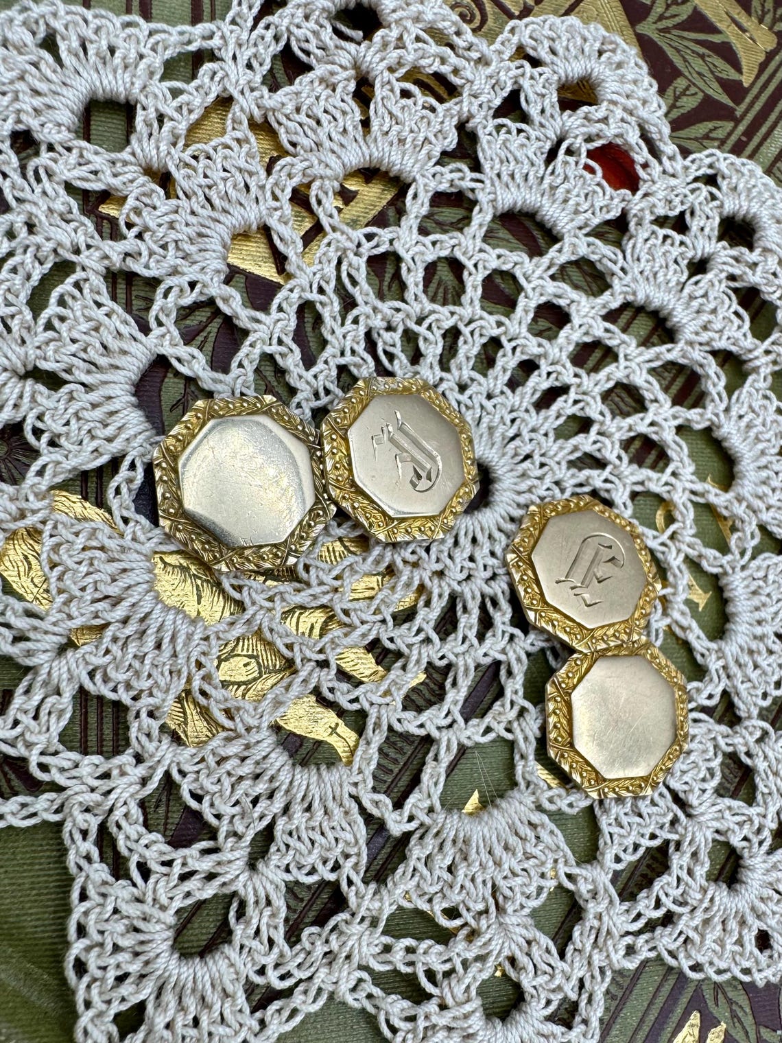 Antique Edwardian 10K Gold Cuff-links / 1900s Victorian ~ Edwardian ...