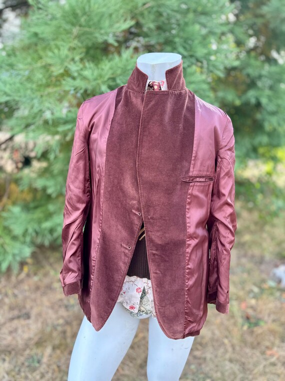 1960s 1970s Mauve Brown Velvet Jacket / Mod Rock Star… - Gem