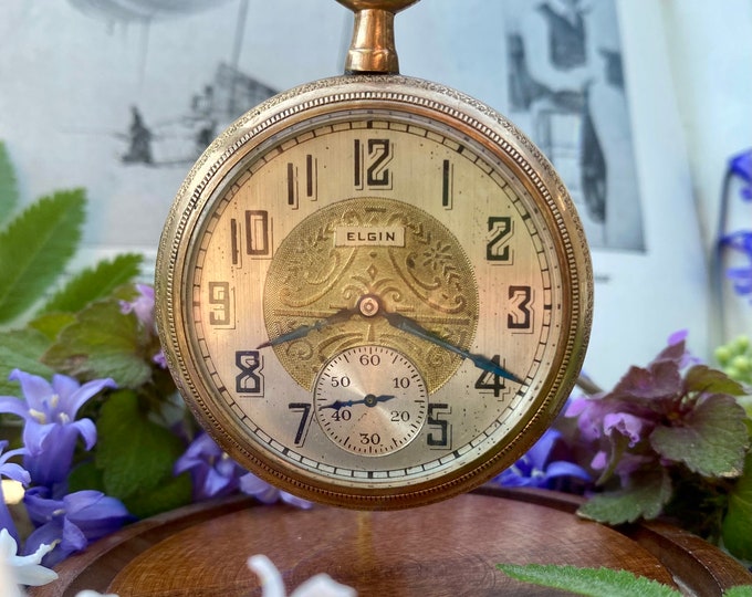 1930s 1933 Elgin Pocket Watch / Victorian Art Deco / Antique Gold ...