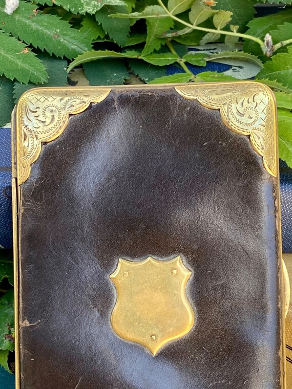 1800s 1900s Victorian Floral Wallet Real Leather Embr… - Gem