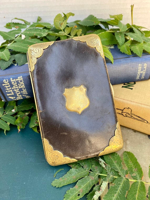 1800s 1900s Victorian Floral Wallet Real Leather Embr… - Gem