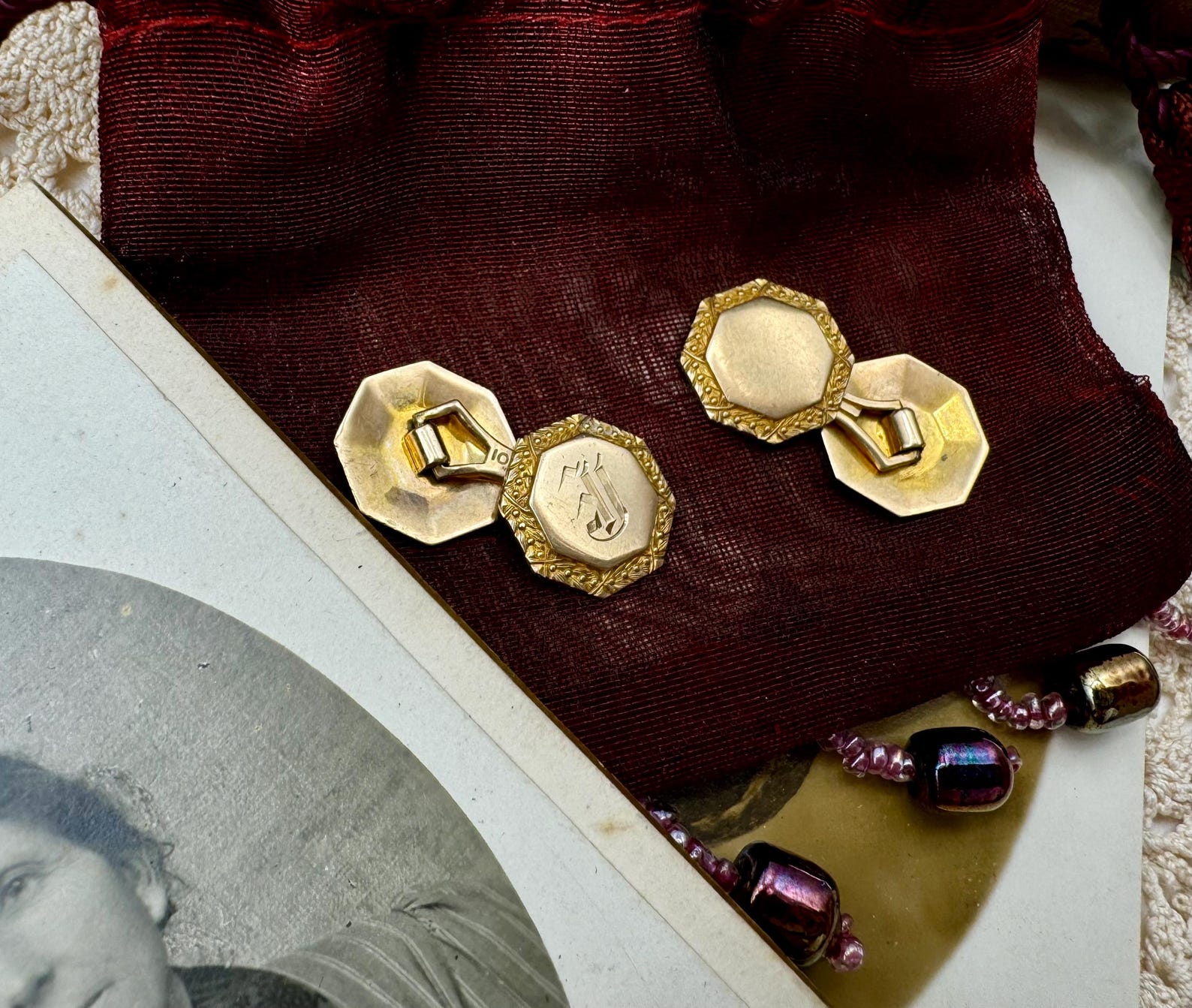 Antique Edwardian 10K Gold Cuff-links / 1900s Victorian ~ Edwardian ...
