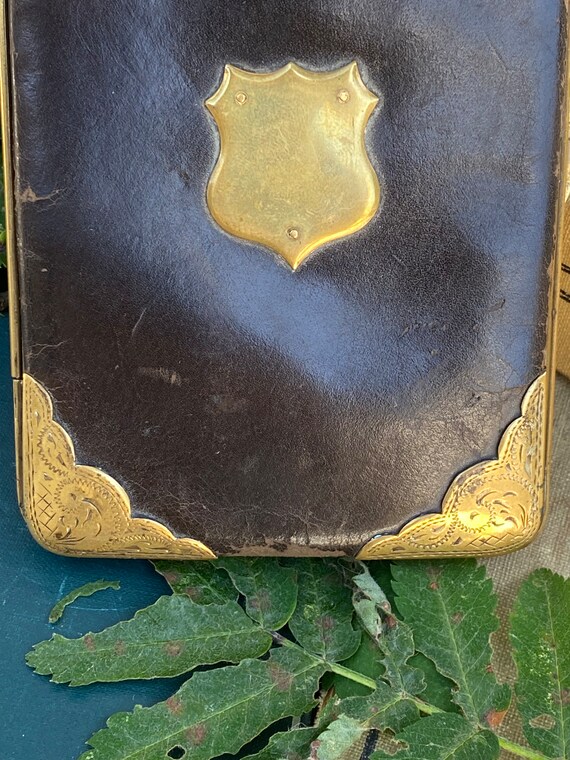 1800s 1900s Victorian Floral Wallet Real Leather Embr… - Gem