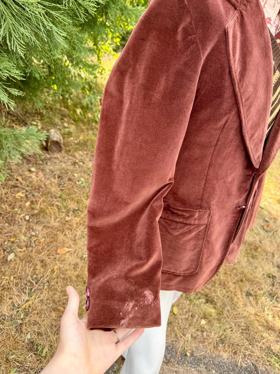 1960s 1970s Mauve Brown Velvet Jacket / Mod Rock Star… - Gem