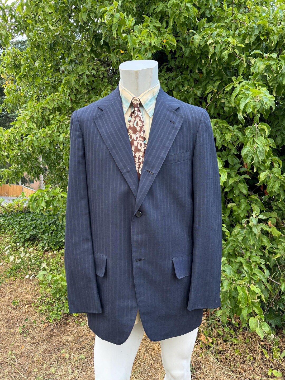 1960s Brooks Brothers Suit Jacket / Muted Blue & Pinstriped / Single ...