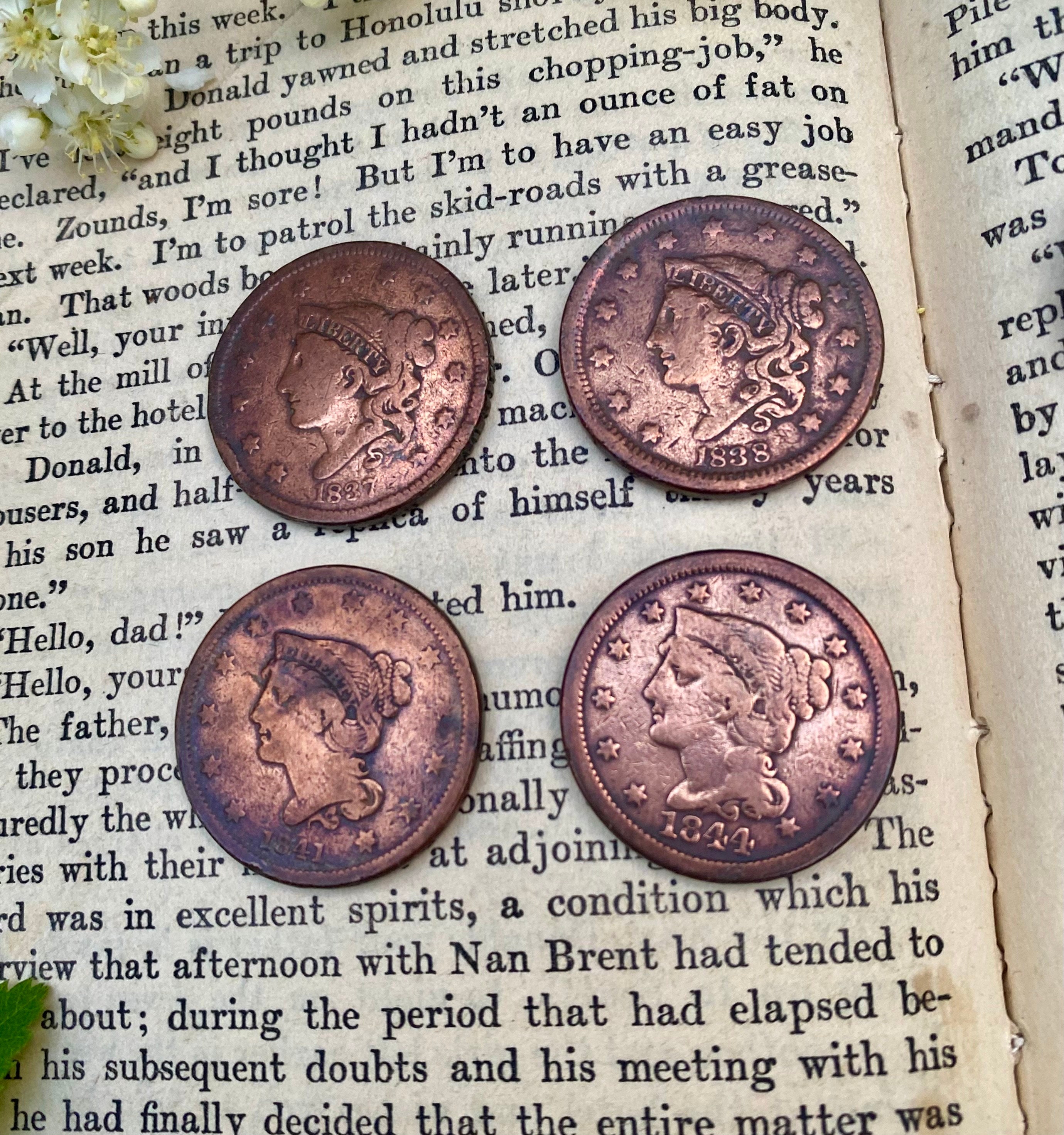 1800s Large Cent Penny / American Vintage Currency / Victorian Antqiue ...