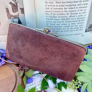 1800s 1900s Victorian Floral Wallet / Real Leather Embroidered ...