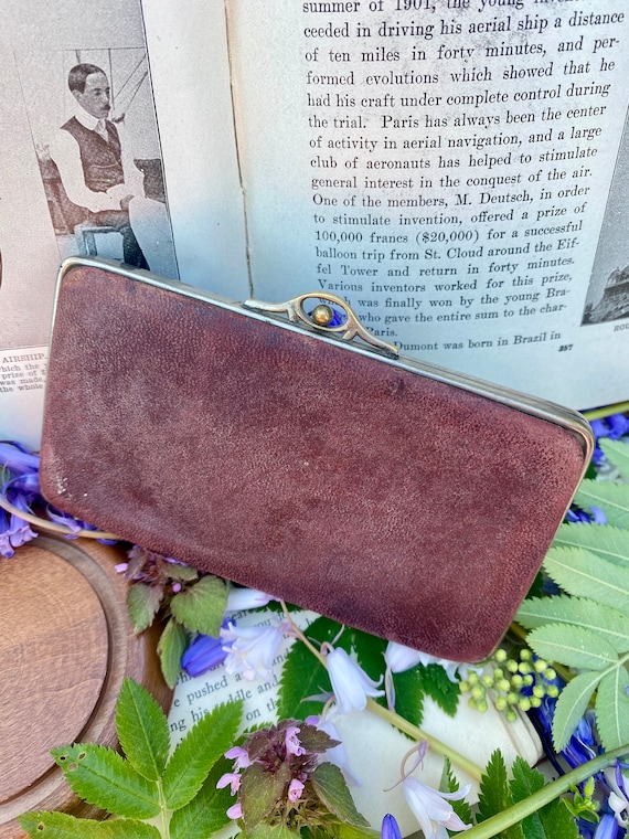 1800s 1900s Victorian Floral Wallet / Real Leather E… - Gem