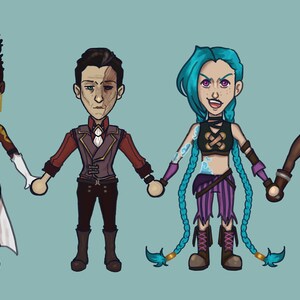 Arcane Chibi Printables Main Set jayce,mel,viktor,vi,jinx,caitlyn,silco ...